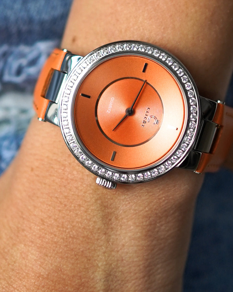 Unique and affordable orange leather luxury watch – Clicöt